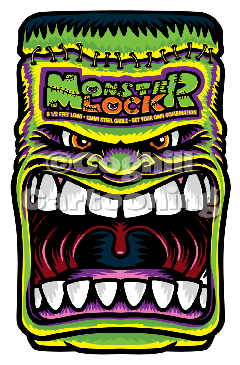 Monster Locks cartoon illustration | Coghill Cartooning | Cartoon Logos ...
