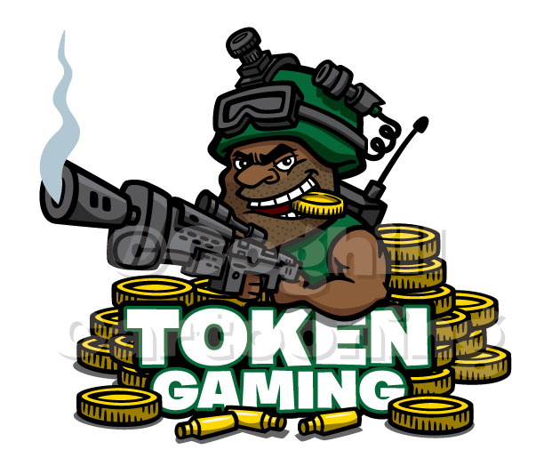Token Gaming cartoon logo | Coghill Cartooning | Cartoon Logos ...